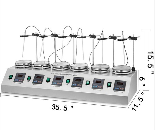 6 Heads Multi unit Digital Thermostatic Magnetic Stirrer Hotplate mixer ...