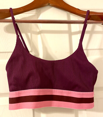 Beach Riot Ribbed Peyton Sports Bra Top. Color: Maroon/Pink. Size Small ...