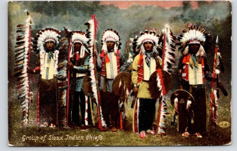 POSTCARD NATIVE AMERICANA GROUP OF SOUIX INDIAN CHIEFS - 1910 | eBay