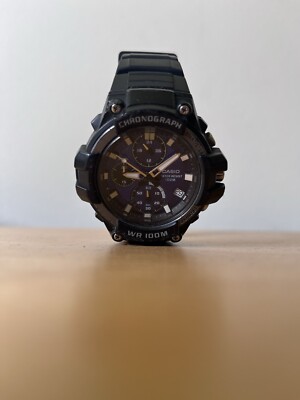 Casio Chronograph Watch Men 50mm Black Blue 5541 MCW-110H Date Timer | eBay