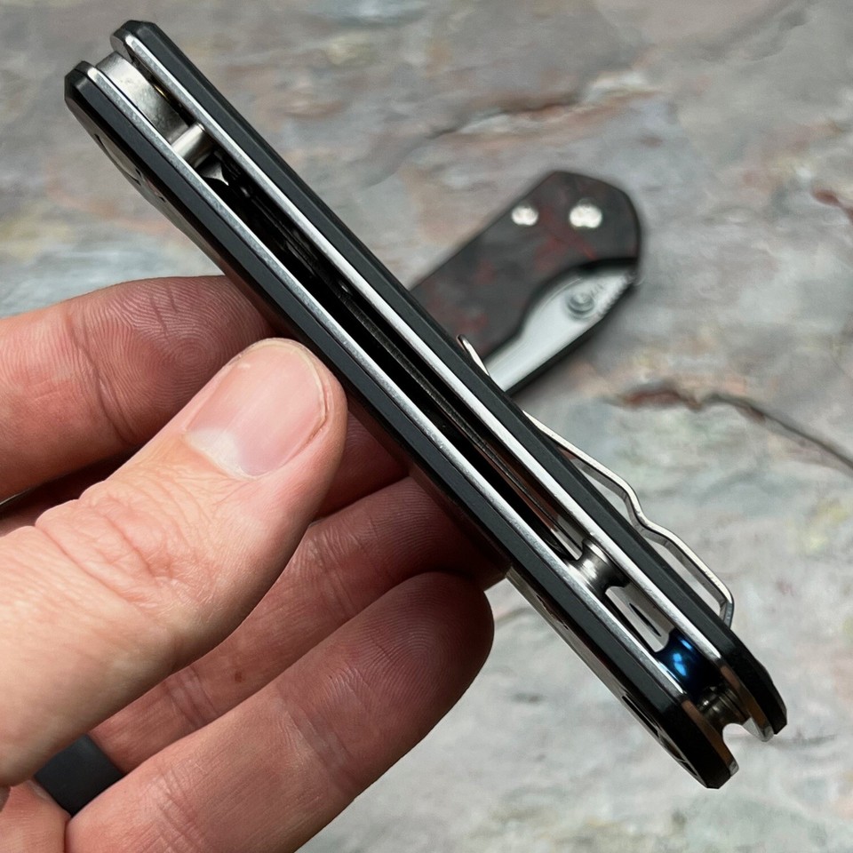 VORTEK OTIS Red Black Carbon Fiber D2 Drop Point Blade EDC Folding Pocket Knife | eBay