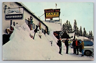 Postcard WA Snoqualmie Pass Washington Summit Inn Restaurant Greyhound ...
