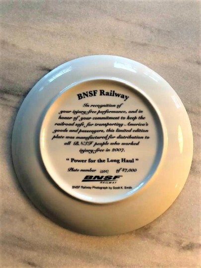 BNSF Safety Award Plate-Burlington Northern Santa Fe "Power for the ...