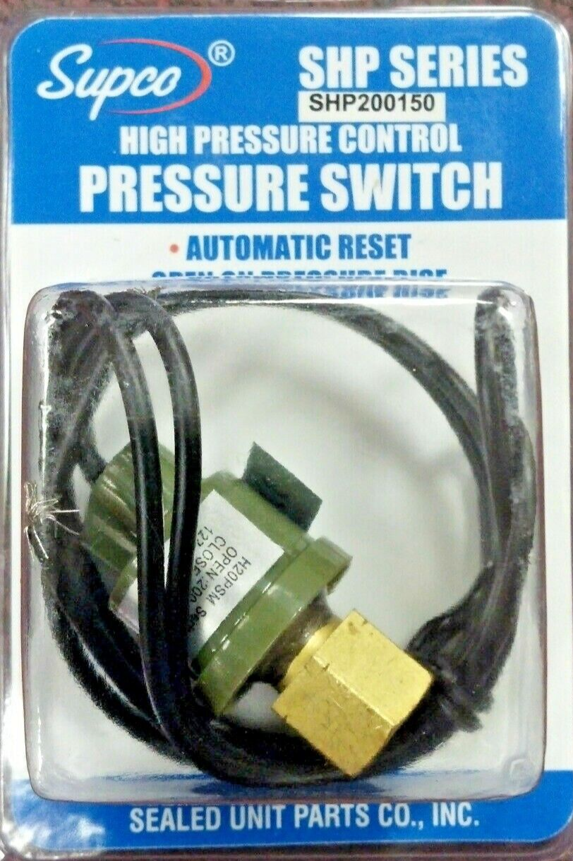SUPCO, SHP200150, PRESSURE SWITCH High w/AUTO Rest Opens 200 Closes 150 ...