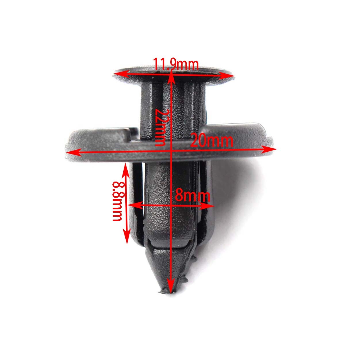 100 pcs 8mm Plastic Rivet Fastener Bumper Fender Push Clips for Nissan ...