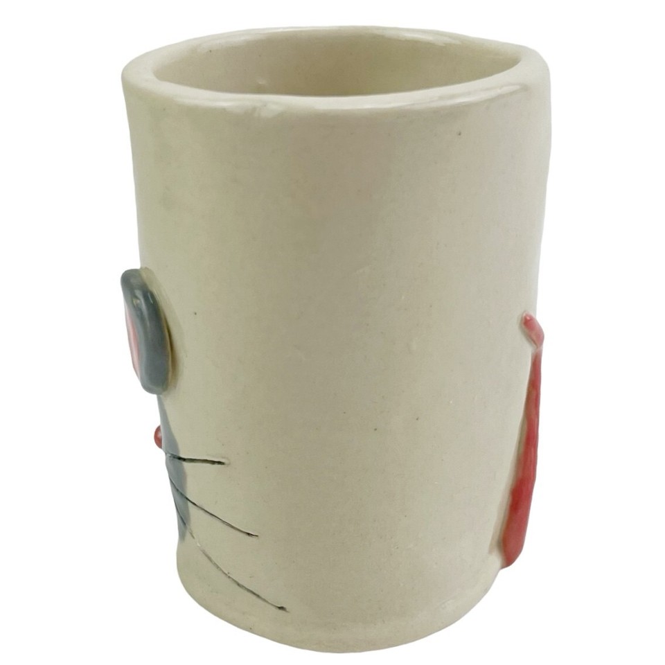 Hand Crafted Pottery Mouse Vase Planter Cup 3D Mice Whimsical Artist ...