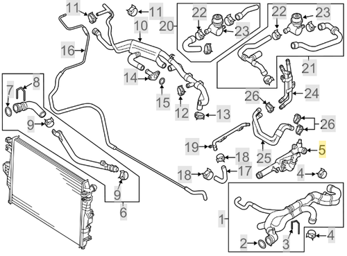 Genuine OEM VW 03H-121-117-A Engine Coolant Thermostat Housing Passat ...