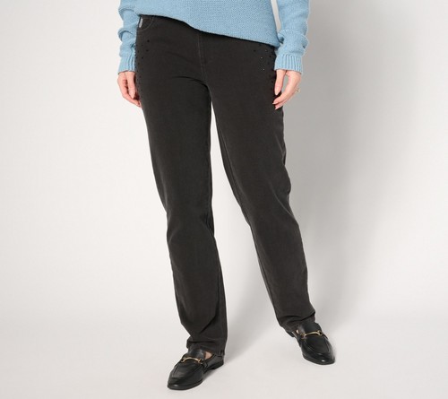 Quacker Factory Women's Plus Sz Pants 2X Short DreamJeannes Flat Gray ...