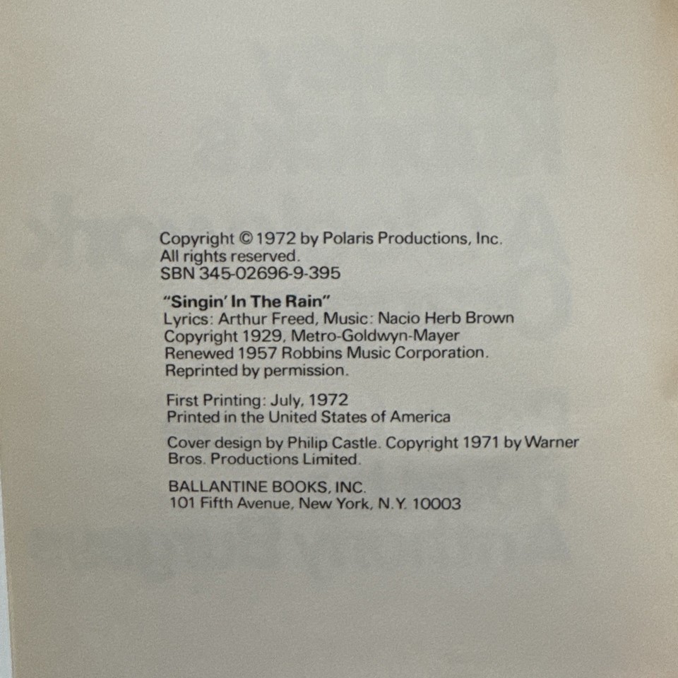 Clockwork Orange movie tie-in Book VG 1972 Stanley Kubrick- First ...