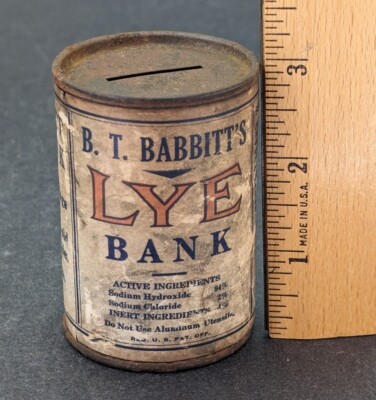 B T Babbitts Lye Razor Blade Bank Mini Coin Still Ad Promo Can Vintage ...