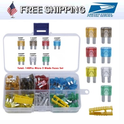 140pcs Assortment Micro2 ATR Blade Fuses Kit for Car, Boat, RV, Truck ...