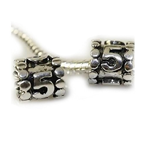 Lucky Number 5 Charm Beads Compatible with European Snake Chain Charm ...