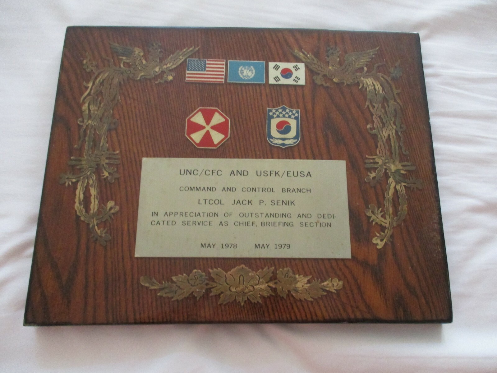 UNC / CFC & USFK / EUSA Named Wall Plaque / United Nations Korea 8th ...