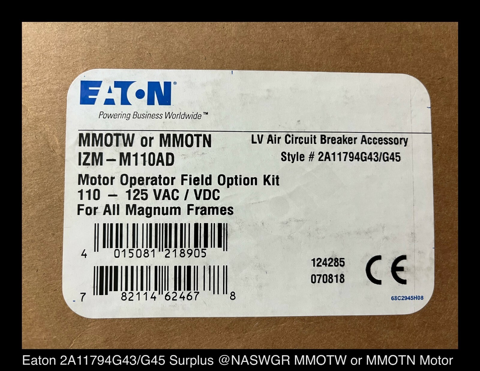 Eaton Magnum MMOTW or MMOTN, 2A11794G45 Motor - 110-125vAC/vDC - Unused ...