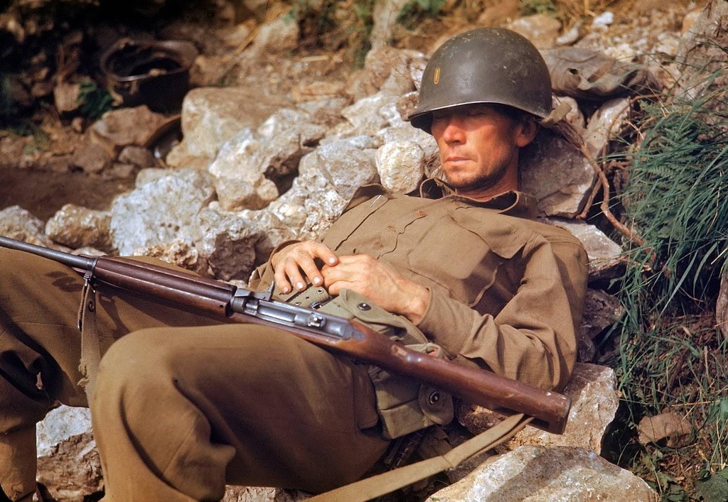 8 x 10 COLOR WW2 Photo WWII US Army Soldier M1 Carbine Rome 1944 / 1219 ...