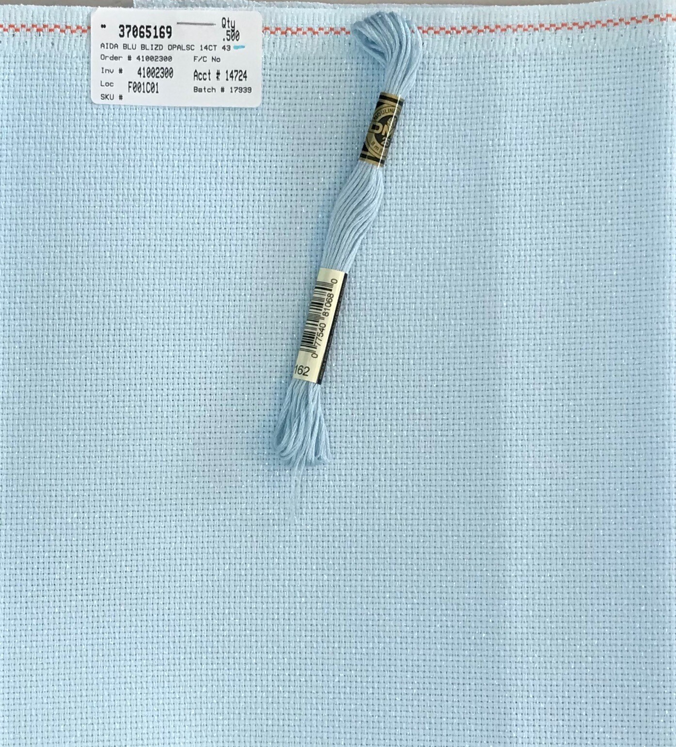 Zweigart Cross Stitch 14 count Aida Blue Blizzard Irridescent sparkle ...