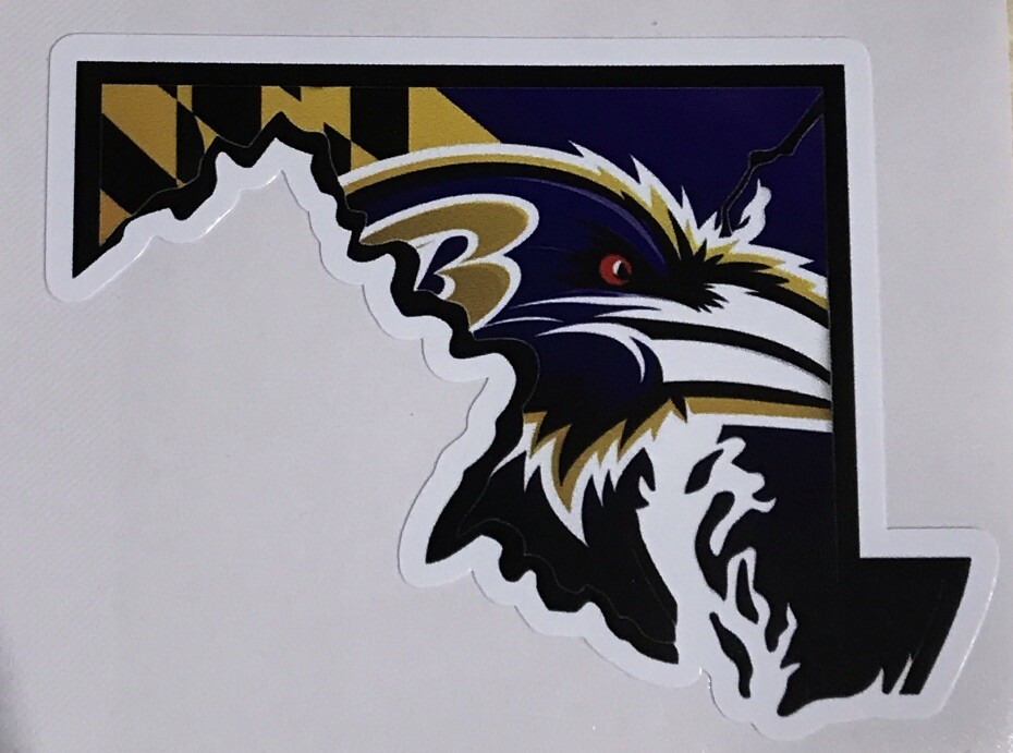 Baltimore Ravens Vinyl Sticker Maryland State Outline NFL Lamar Jackson ...