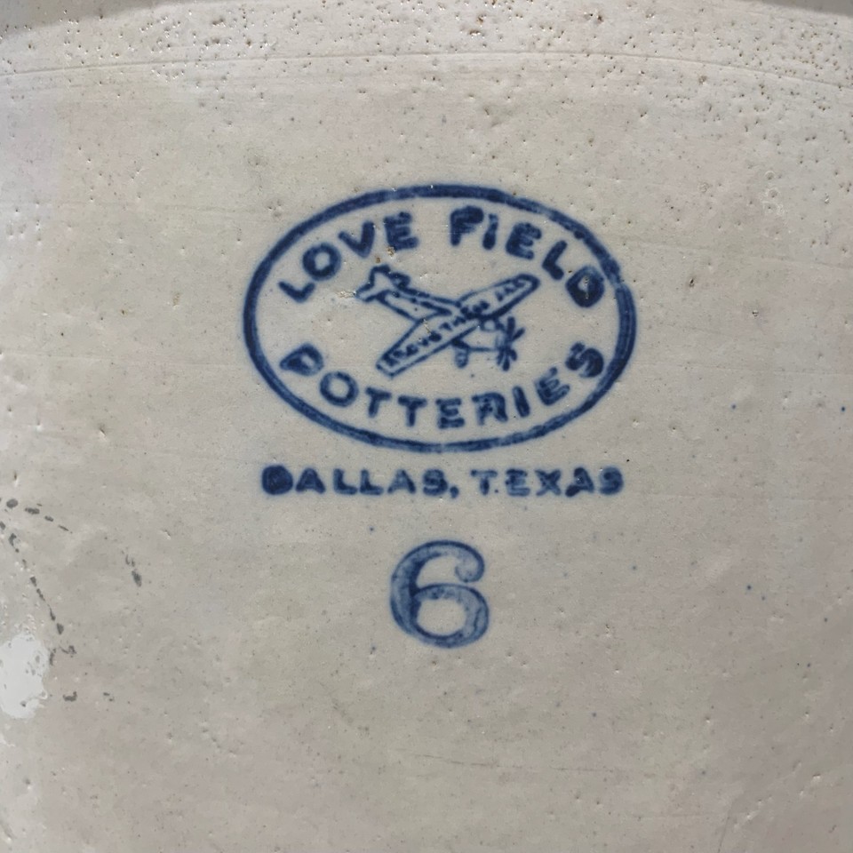 Primitive Stoneware Crock, Love Field Potteries, 6 Gallon, Dallas ...