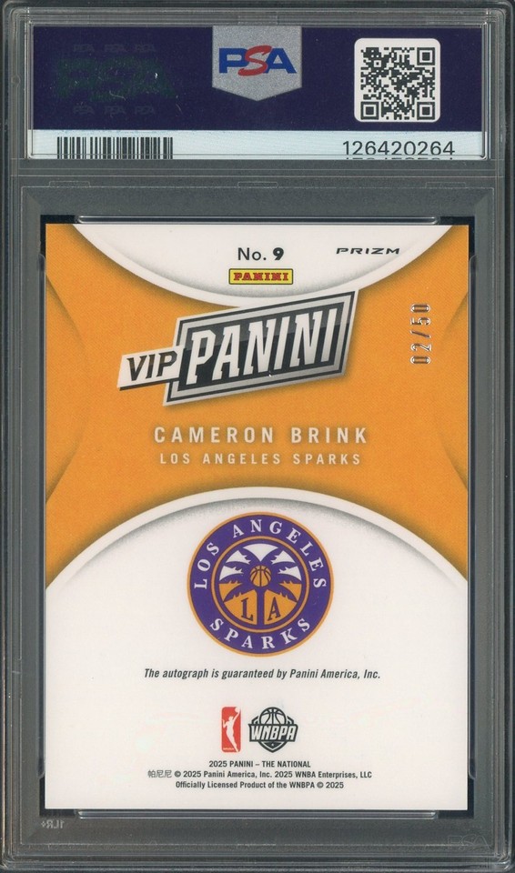 2025 Panini NSCC VIP Gold #9 Cameron Brink AUTO 2/50 PSA 10 GEM MINT | eBay