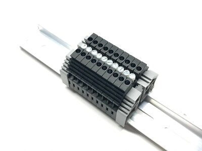 DIN Rail Power Distribution Terminal Block KN-T10 10AWG 30A 600V BLACK ...