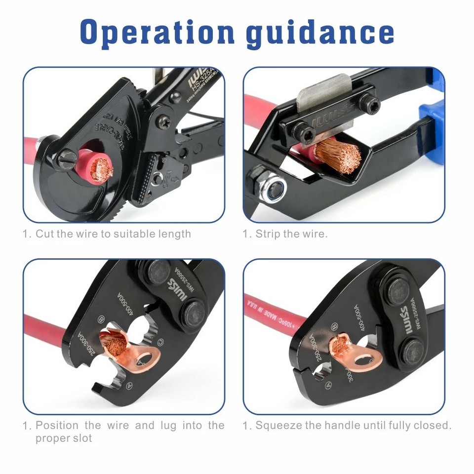 IWS-25500A Battery Lugs Open Barrel Connectors Crimping Tool Capacity ...
