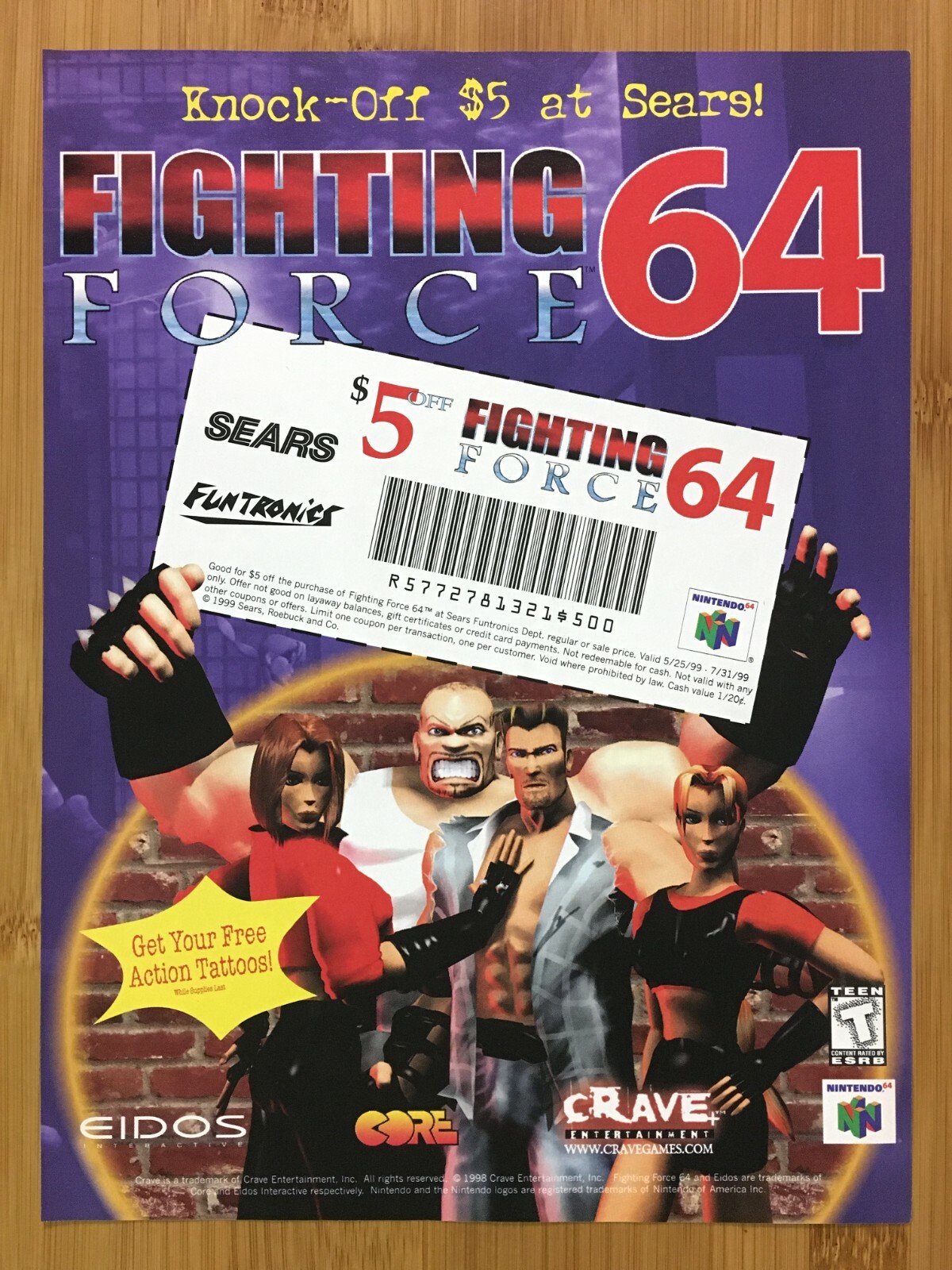 Fighting Force 64 N64 PS1 1998 Vintage Print Ad/Poster Official SEARS Art Rare! | eBay