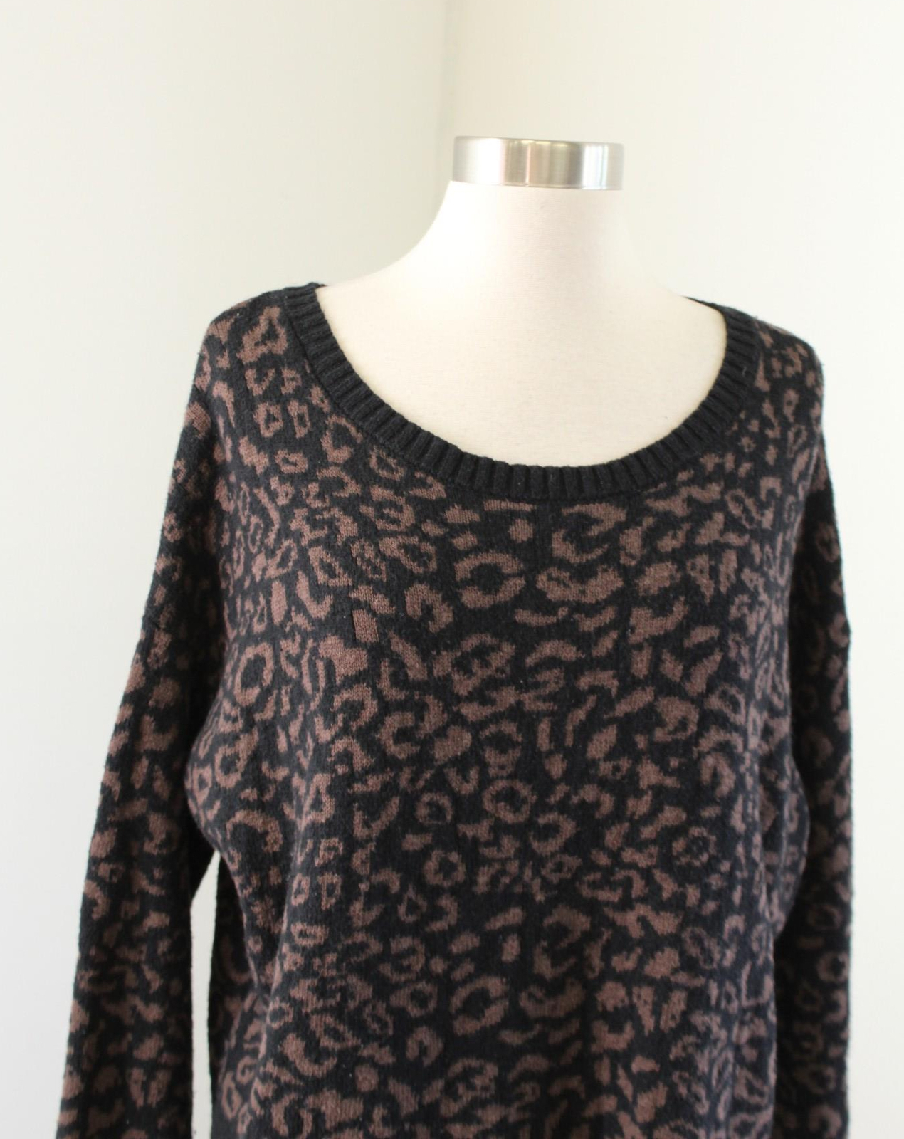 Free People Brown Black Leopard Print Cropped Sweater… - Gem