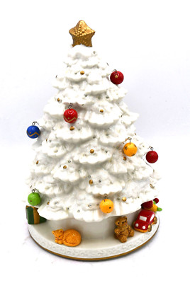 White Gold Ceramic Christmas Tree Music Box Wind Balls Cat Present Toy ...