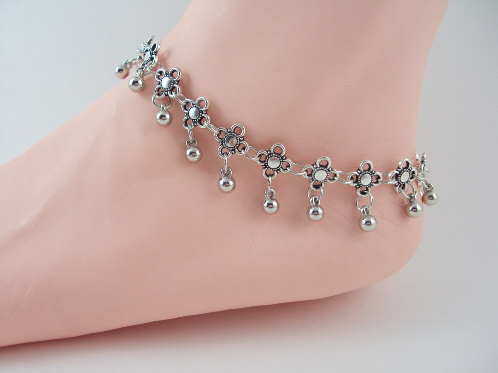 Silver Ankle Bracelet Jingle Ball Chime Anklet Mesh Boho Coins Festival ...