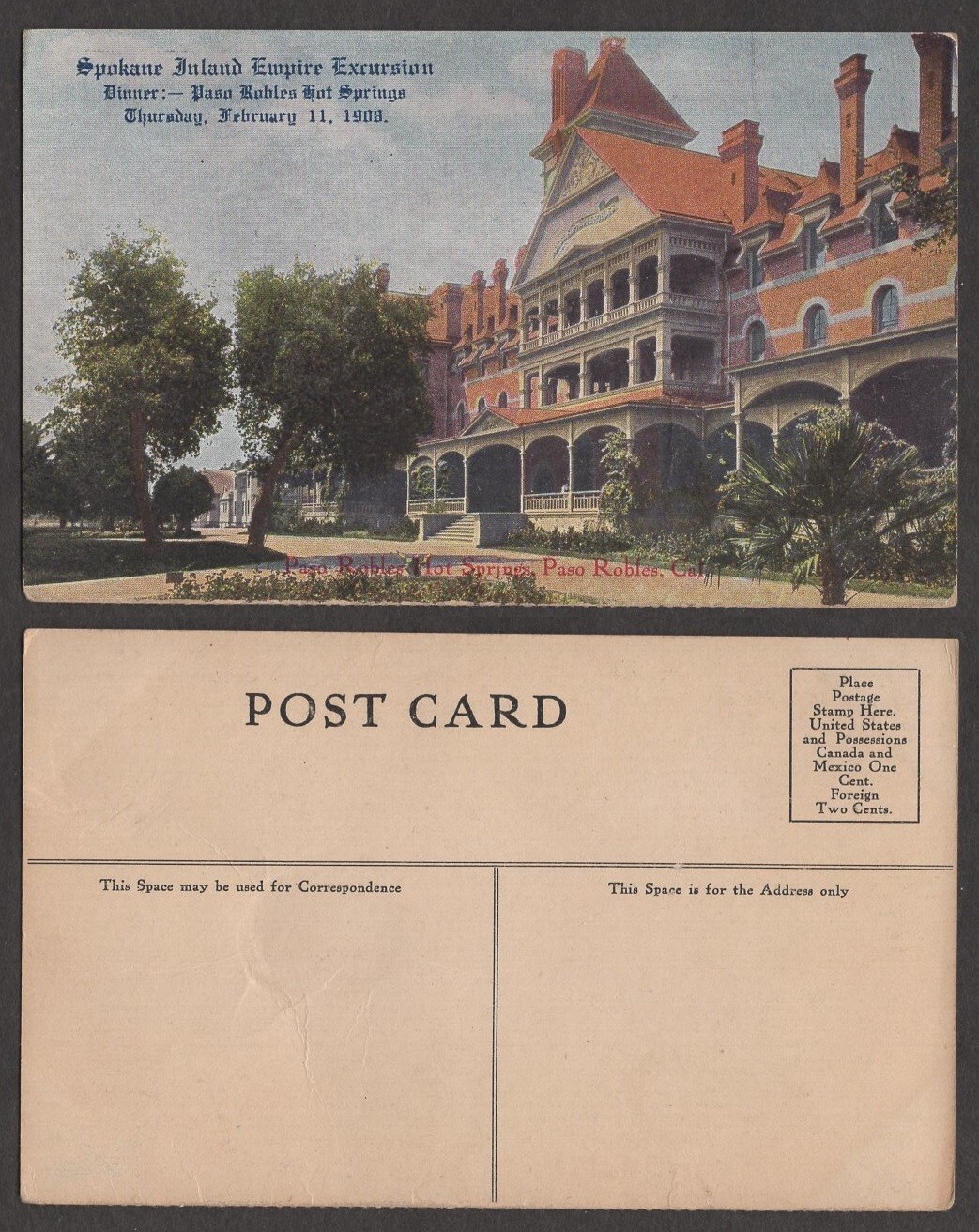 Old Washington Postcard – Spokane Inland Empire Excursion – Paso Robles ...