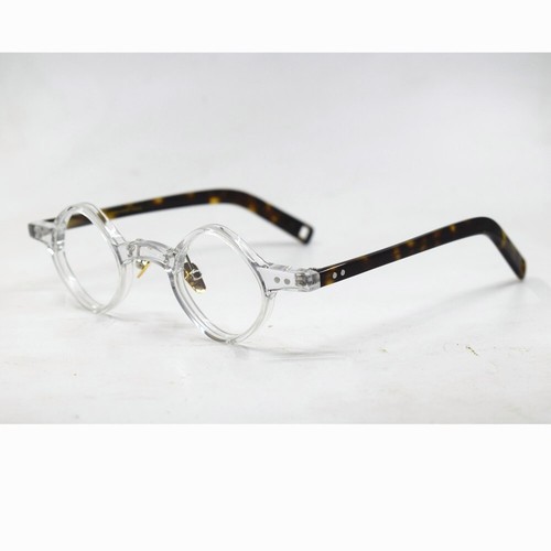 Retro Eyeglasses Frames Vintage Acetate Small Round Crystal Transparent ...