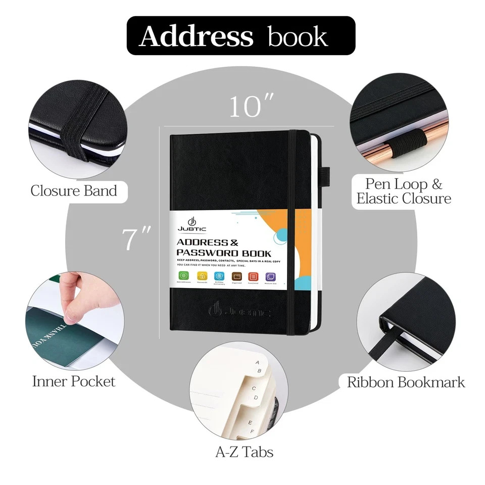 Address Book with Alphabetical Tabs Hardcover Password Keeper and ...
