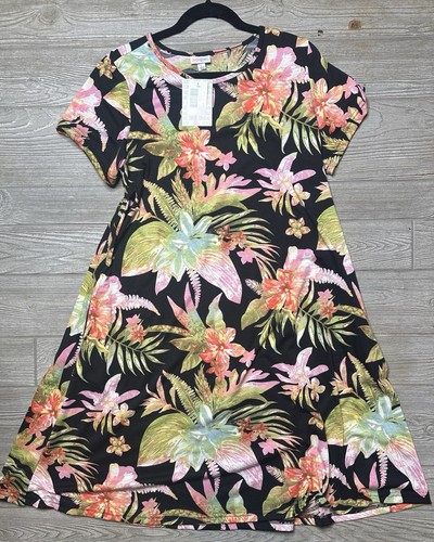 NWT LulaRoe Large Jessie Dress with Pockets Tropical Floral Flowers | eBay