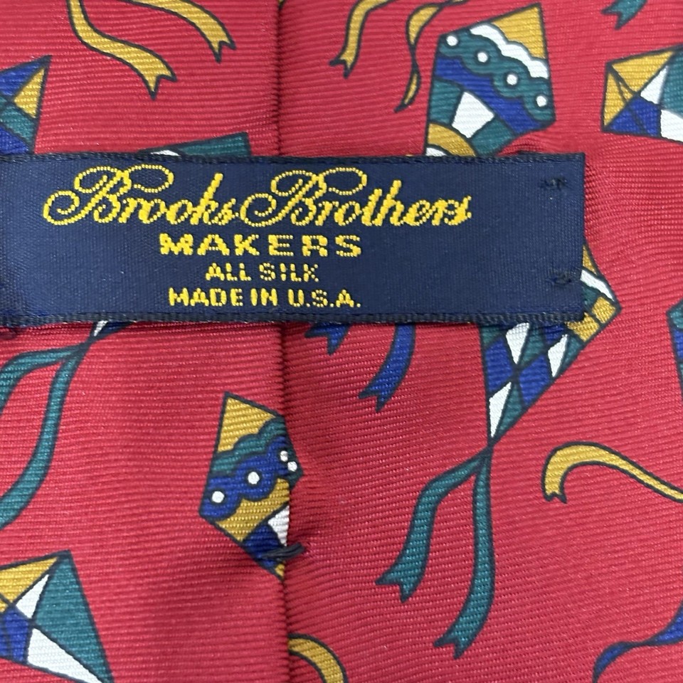Brooks Brothers Makers Red/Gold/Blue Kites Tie 100% Silk Made in USA 58 ...