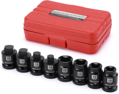 8 Pieces 1/2-Inch Drive Pipe Plug Socket Set SAE, CR-MO Female Male ...