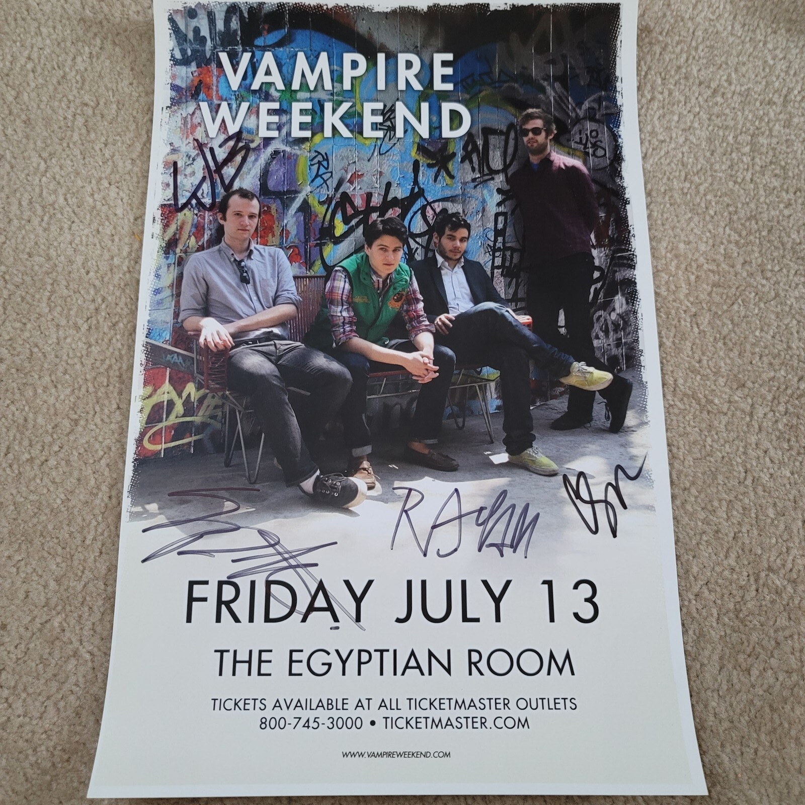 Vampire Weekend SIGNED AUTOGRAPH 11×17 heavy cardstock poster #B | eBay