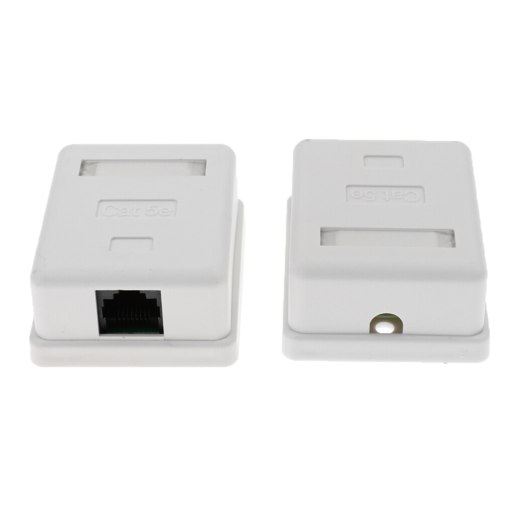 2x Cat5e 1 Port Surface Mount Outlet Box RJ45 Face Plate with Backbox ...