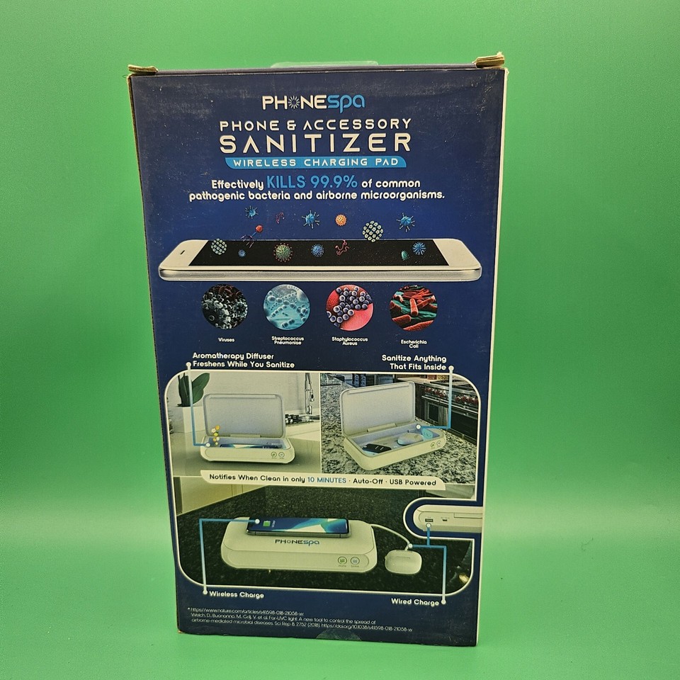 Spa Phone Sanitizer, UV-C Sanitizer with QI Wireless Charging Pad BRAND ...