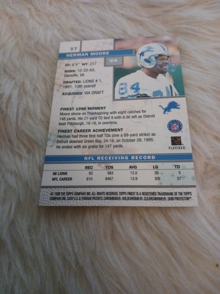 1999 Topps Finest Herman Moore #37 | eBay