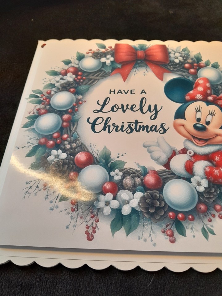 New Handmade Minnie Mouse Themed Christmas Card 8" X 8" | eBay UK