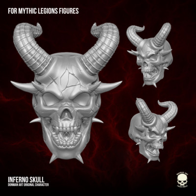 Inferno Skull custom head for Mythic Legions and other fantasy action ...