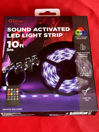 Gabba Goods Glow Sound Activated LED Strip Lights 10ft Multicolor ...