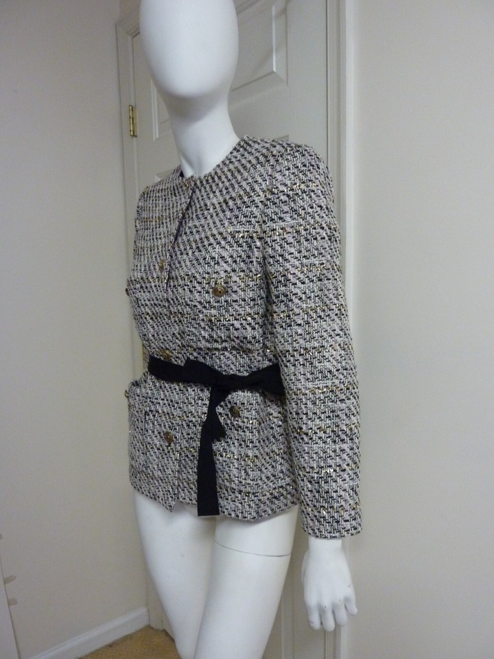 Maje Venalta Tweed-effect Collarless Belted Jacket Size:38/S $525 NWT ...