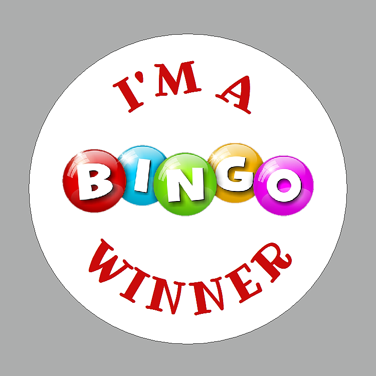 24x Small Round Bingo Winner Stickers Circular Winning Prize Sticky ...