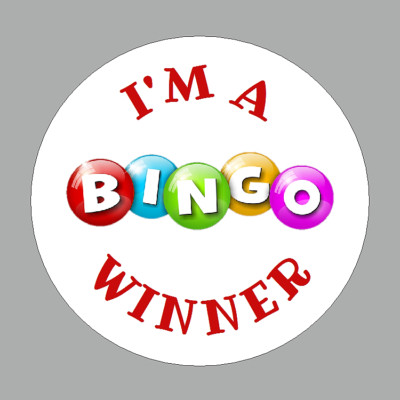 24x Small Round Bingo Winner Stickers Circular Winning Prize Sticky ...