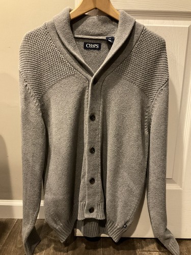 Chaps Cardigan Sweater Grey Size Large MUST HAVE! RARE! | eBay