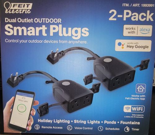 Feit Electric Dual Outlet Outdoor Smart Plugs 2 Pack | eBay