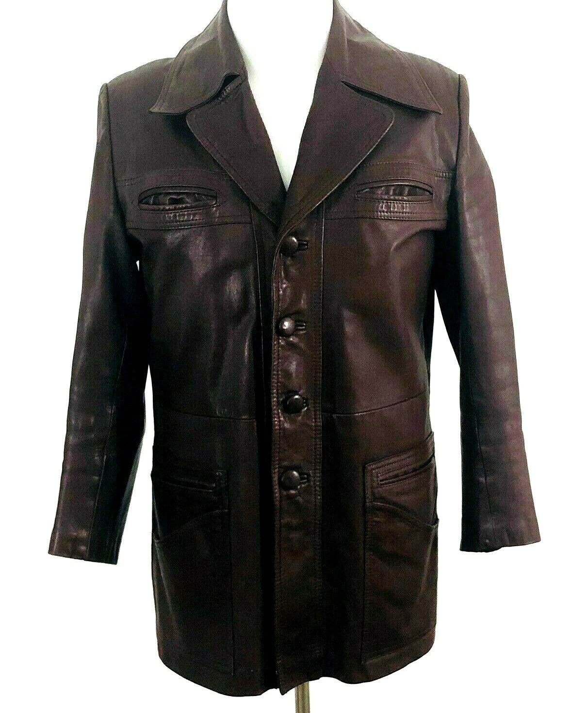 Vtg 60s 70s Montgomery Ward Mens Leather Jacket Coat … - Gem