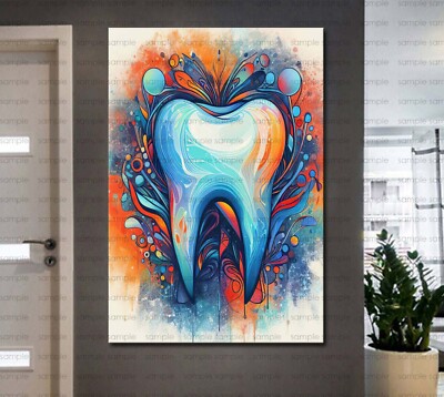 Abstract Modern Sophisticated Colorful Molar Tooth Canvas Wall Art ...