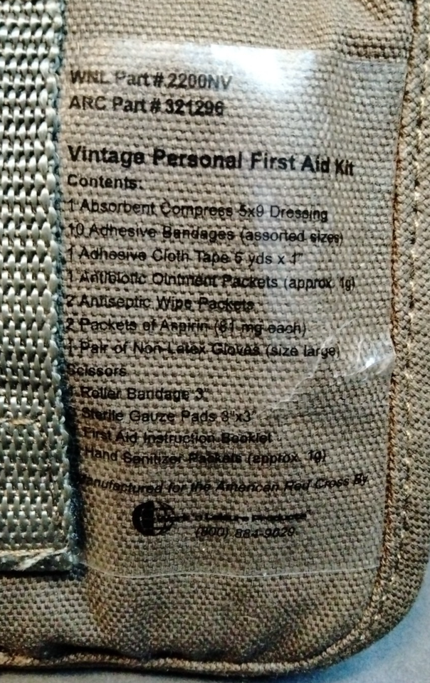 American Red Cross Canvas Field Service First Aid Belt Bag Complete Kit ...